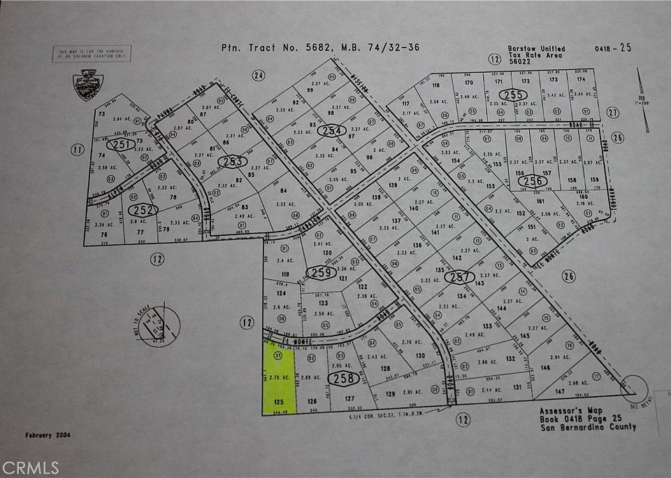 LOT 418-258-01-0 125, Barstow, CA 92311 | MLS #CV24073487 | Zillow